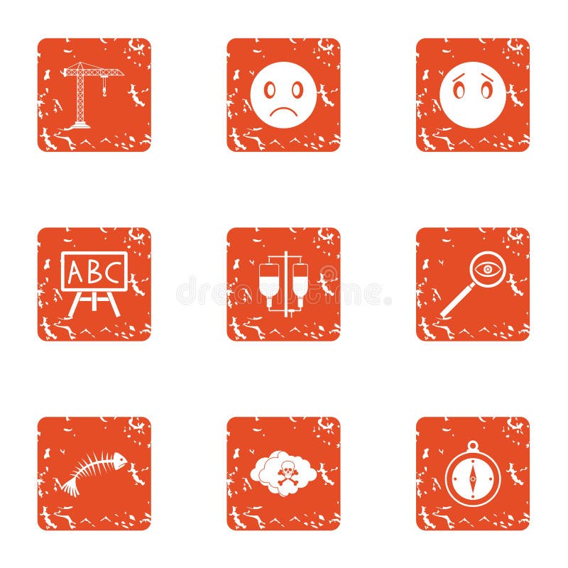 Poorly Icons Set, Grunge Style Stock Vector - Illustration of incident ...