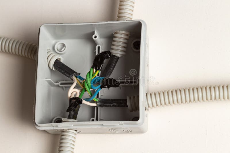 Poorly Laid and Insulated Electrical Wires in the Junction Box Stock ...