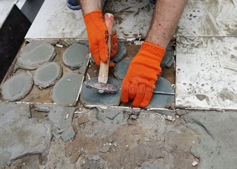 Poorly Laid Tile. Consequences of Work of Unscrupulous Builders Stock ...