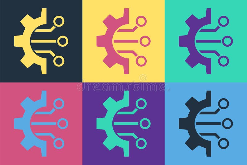 Pop Art Algorithm Icon Isolated On Color Background Algorithm Symbol Design From Artificial