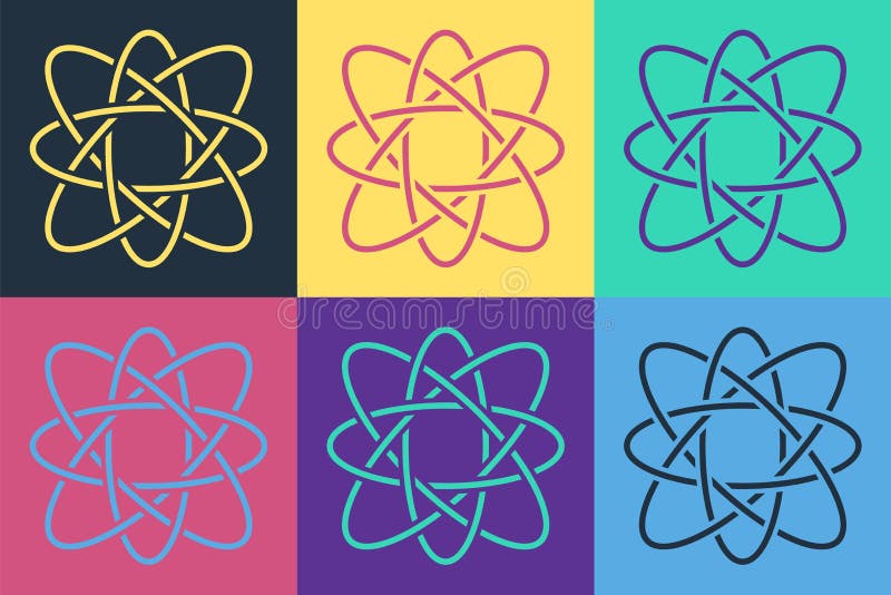 Pop Art Atom Icon Isolated on Color Background. Symbol of Science ...