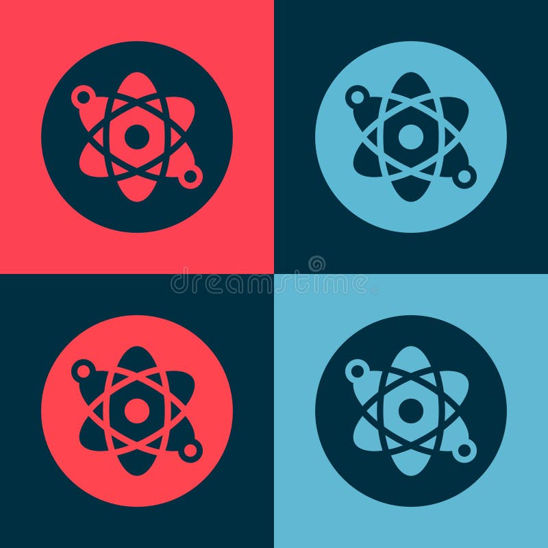 Pop Art Atom Icon Isolated on Color Background. Symbol of Science ...