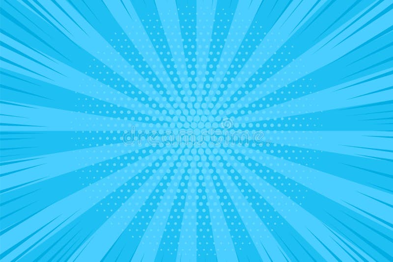 Abstract Blue Striped Retro Comic Background with Halftone Angles ...