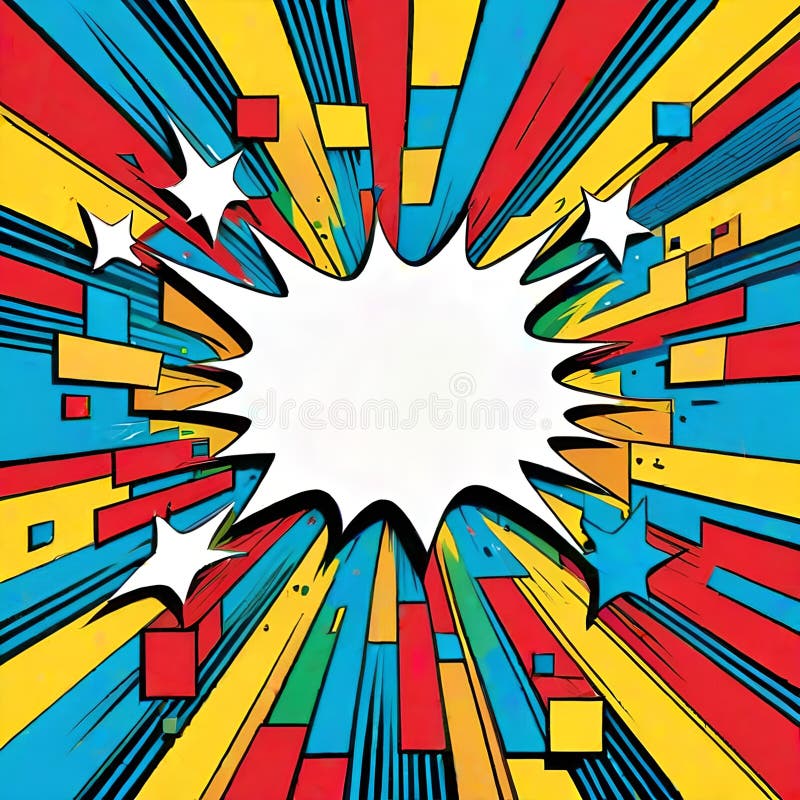 Pop Art Background Color Speech Bubble Squares Blocks Wow Stock ...