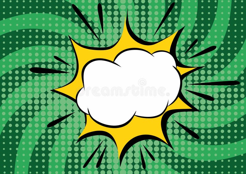 Pop Art Background. Comic Pattern with Speech Bubble and Cloud. Green ...