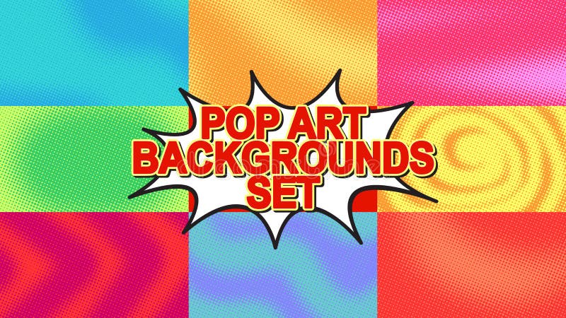 Pop Art Background Set with Halftone Dots, Vector Retro Comics Style ...
