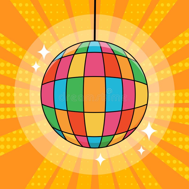 Pop Art Background with a Sparkling Disco Ball Stock Vector ...