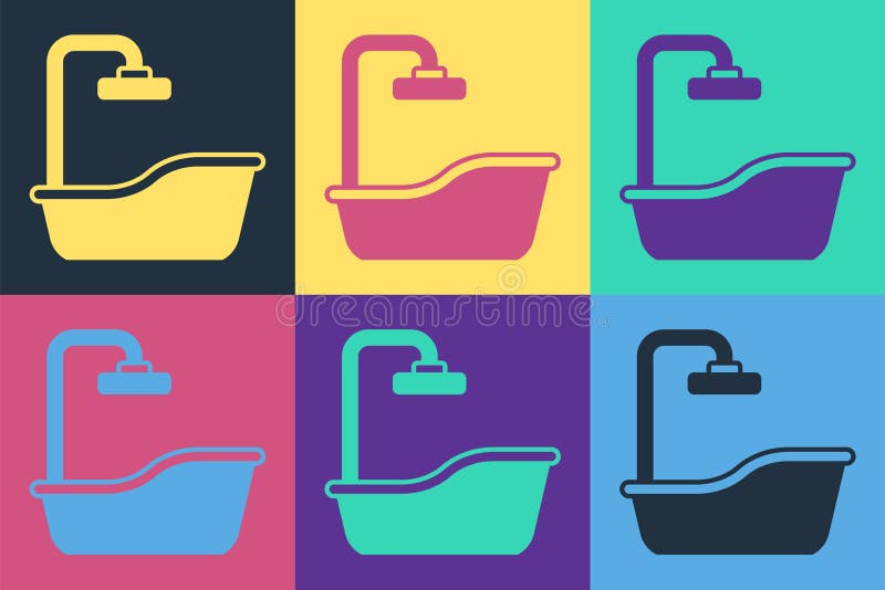 Pop Art Bathtub Icon Isolated on Color Background. Vector Stock Vector ...