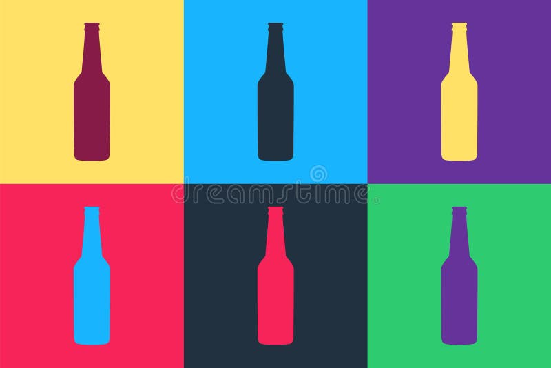 Pop Art Beer Bottle Icon Isolated on Color Background. Vector Stock ...