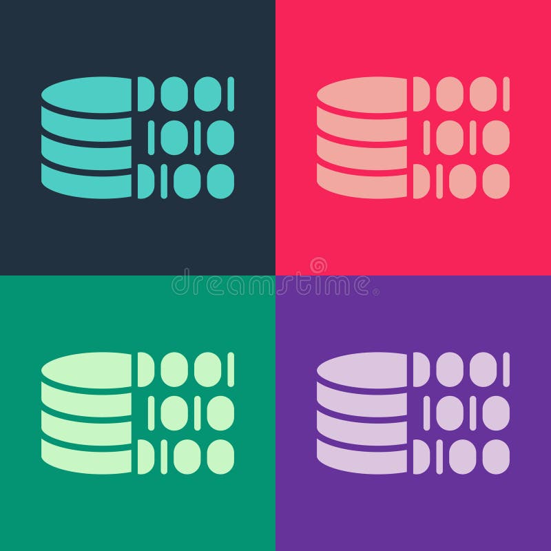 Pop Art Binary Code Icon Isolated On Color Background Vector Stock