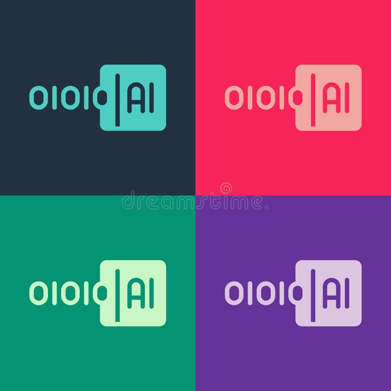 Pop Art Binary Code Icon Isolated on Color Background. Vector Stock Vector - Illustration of ...