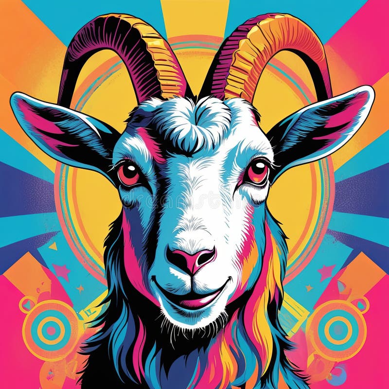 Pop Art Boldness, a Goat S Face Stock Illustration - Illustration of ...