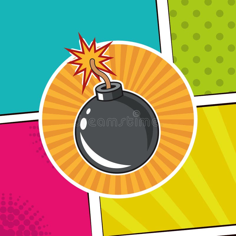 Pop Art Bomb Colored Background Design Stock Vector - Illustration of ...