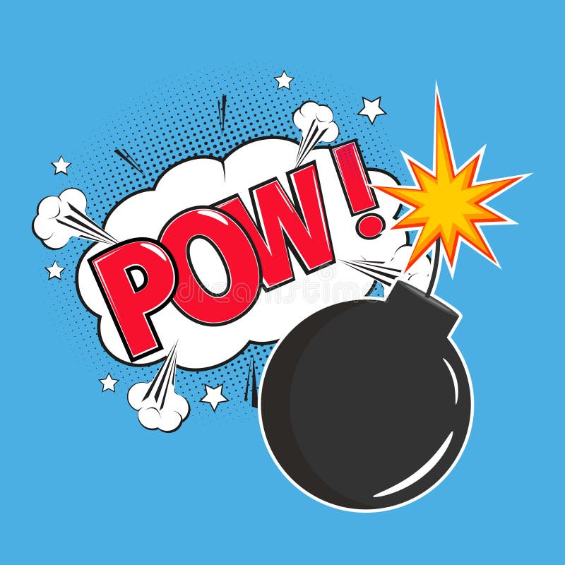 Pop Art Bomb Pow Illustration in Cartoon Comic Style Stock Vector ...