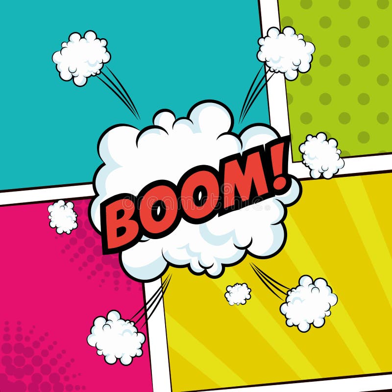 Pop Art Boom Text Bubble Speech Color Background Stock Illustrations ...