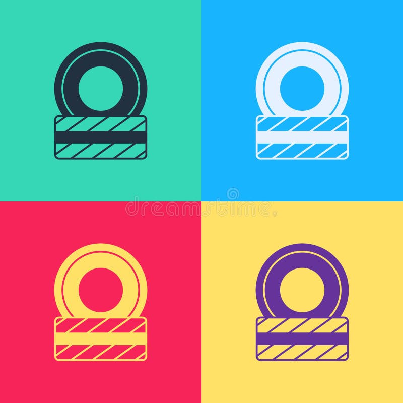 Pop Art Car Tire Wheel Icon Isolated on Color Background. Vector Stock ...
