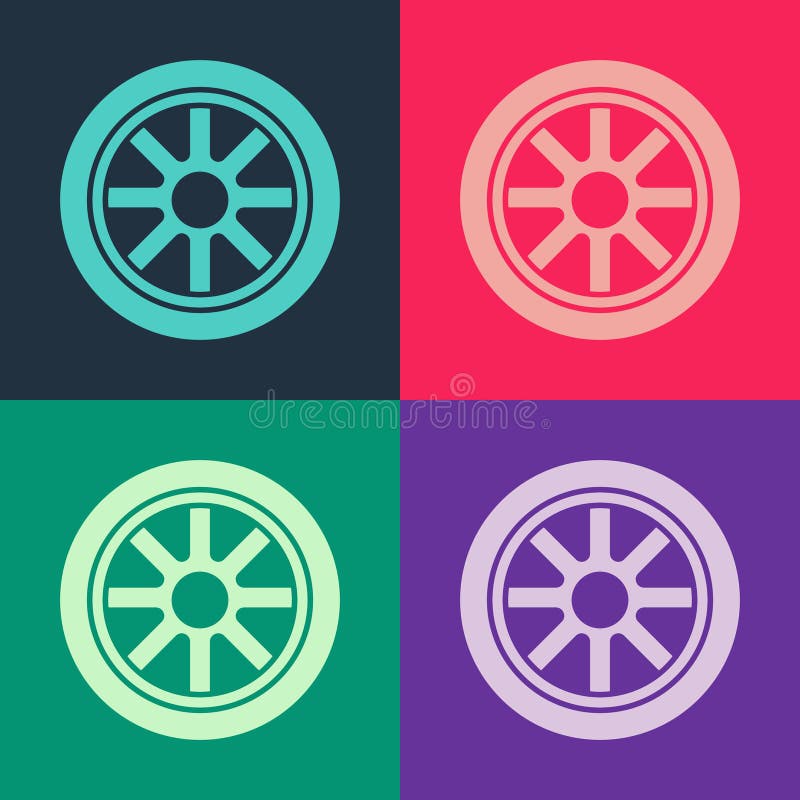 Pop Art Car Wheel Icon Isolated on Color Background. Vector Stock ...
