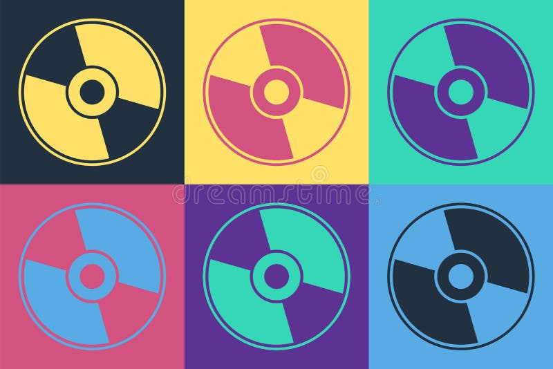 Pop Art CD or DVD Disk Icon Isolated on Color Background. Compact Disc ...