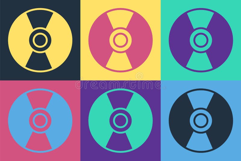 Pop Art CD or DVD Disk Icon Isolated on Color Background. Compact Disc ...