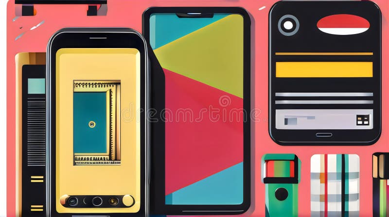 Pop Art Cell Phones stock illustration. Illustration of blue - 299455062