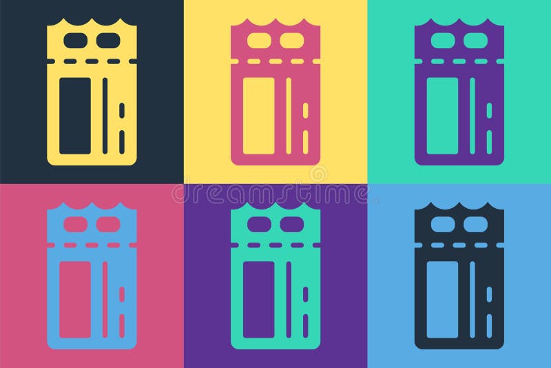 Pop Art Cinema Ticket Icon Isolated on Color Background. Vector Stock ...