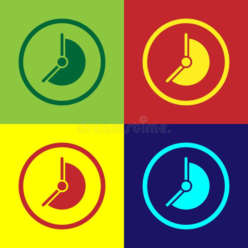 Pop Art Clock Icon Isolated on Color Background. Time Symbol Stock ...