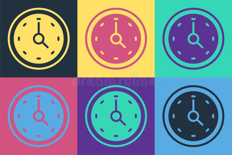Pop Art Clock Icon Isolated on Color Background. Time Symbol Stock ...