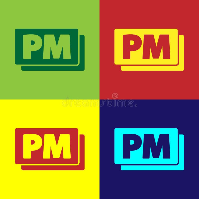 Pop Art Clock PM Icon Isolated on Color Background. Time Symbol. Vector ...