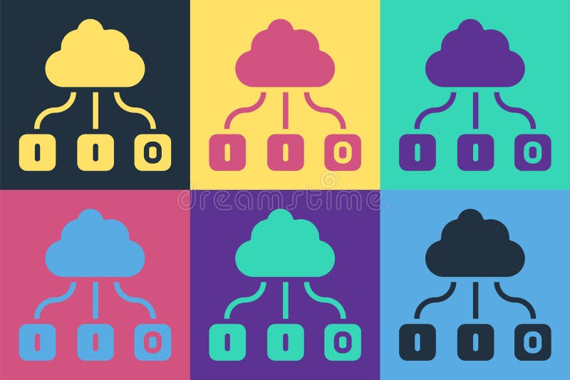 Pop Art Cloud Technology Data Transfer and Storage Icon Isolated on ...