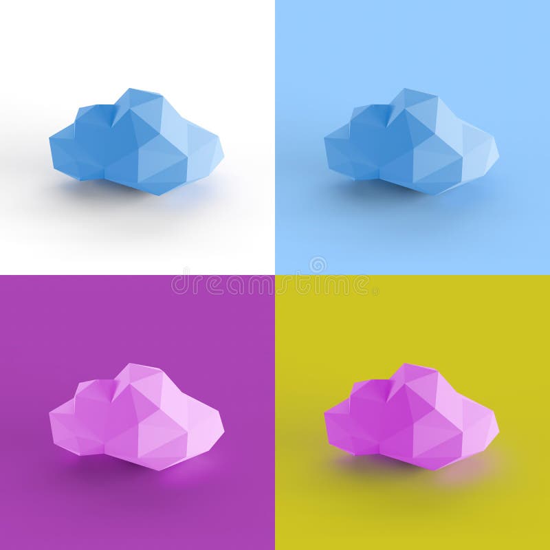 Pop Art Collage of 3D Rendered Abstract Cloud Form Cubics Isolated on ...