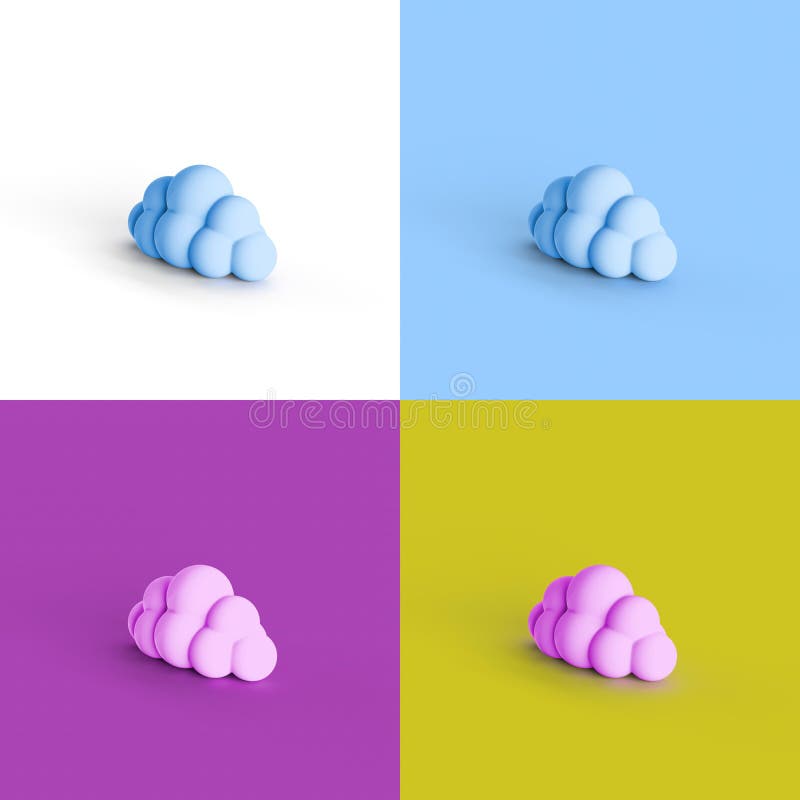 Pop Art Collage of 3D Rendered Cloud Form Isolated on Colorful ...