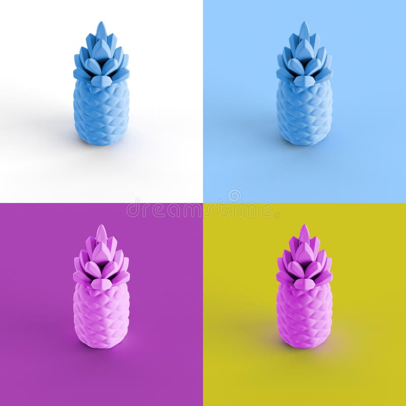 Pop Art Collage of 3D Rendered Pineapple Isolated on Colorful ...