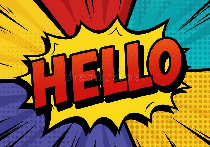 Pop Art Colorful Comic Book Style Word on Abstract Background. Vector ...