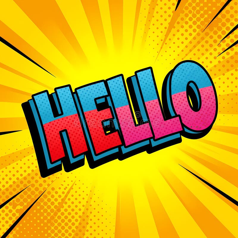 Pop Art Colorful Comic Book Style Word on Abstract Background. Vector ...