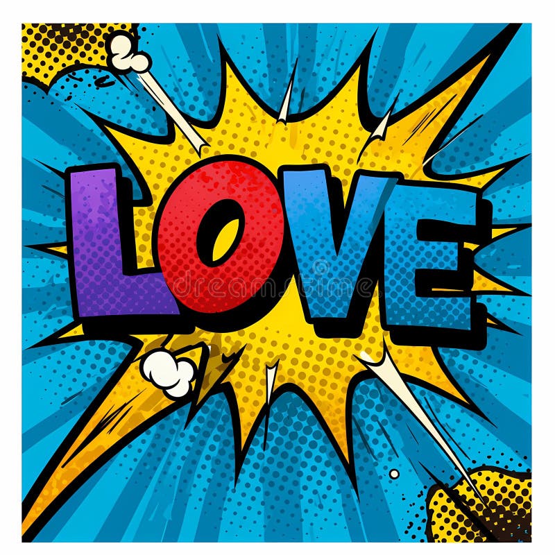 Pop Art Colorful Comic Book Style Word on Abstract Background. Vector ...