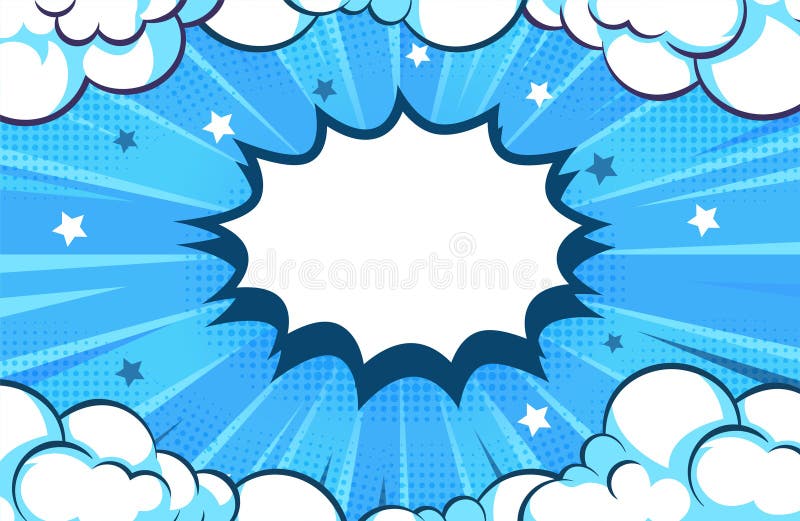 Pop Art Comic Background with Cloud and Star Stock Vector ...