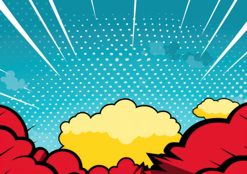 Pop Art Comic Background Lightning Blast Halftone Dots. Cartoon Stock ...
