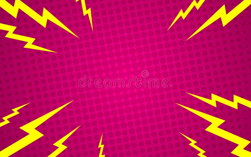 Pop Art Comic Background with Thunder Flash. Pink Comic Design with ...