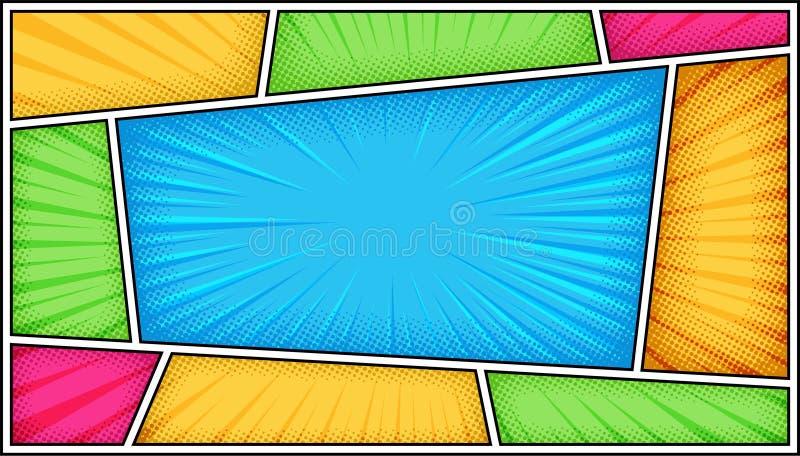 Pop Art Comic Book Page Template Stock Vector - Illustration of dotted ...