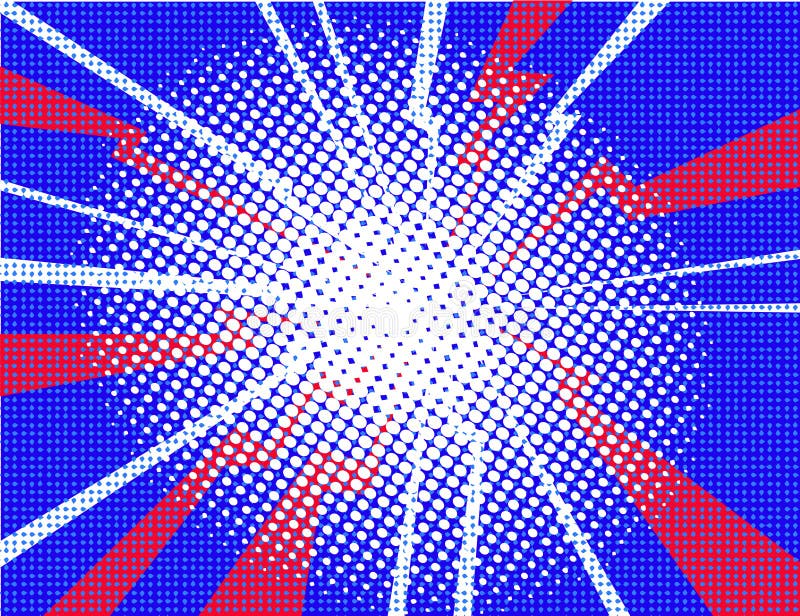 Pop Art Comic Halftone Electrical Background Rays Stock Illustrations ...