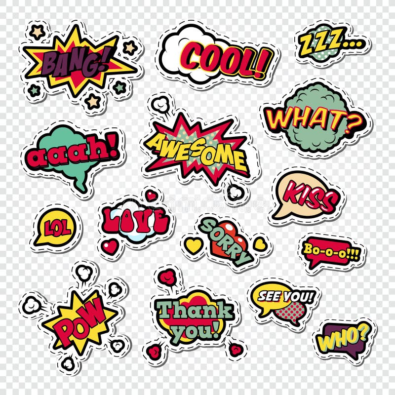 Pop Art Comic Speech Bubbles Set with Funny Text. Chat, Communication ...
