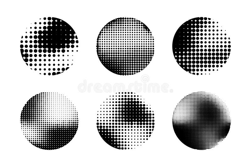 Pop Art Comic Style Gradient Circle Halftone Set Stock Vector ...