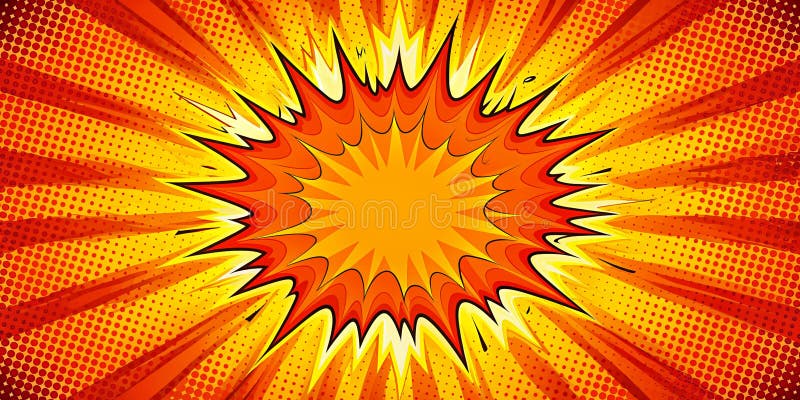 Pop Art Comics Fire Flame Explosion Boom Effect Horizontal Wallpaper ...