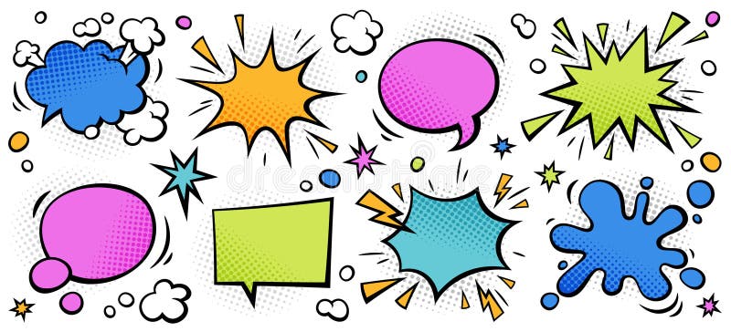 Pop Art Communication Speech Bubble Cloud Message Chat Balloon in Comic ...