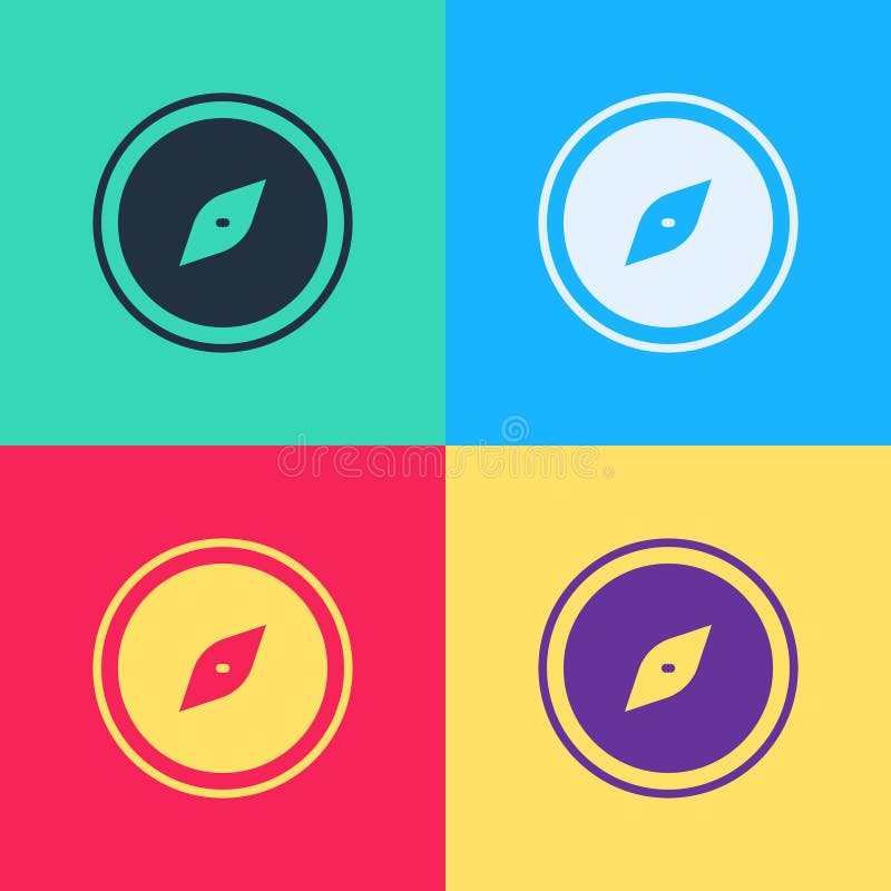 Pop Art Compass Icon Isolated on Color Background. Windrose Navigation ...