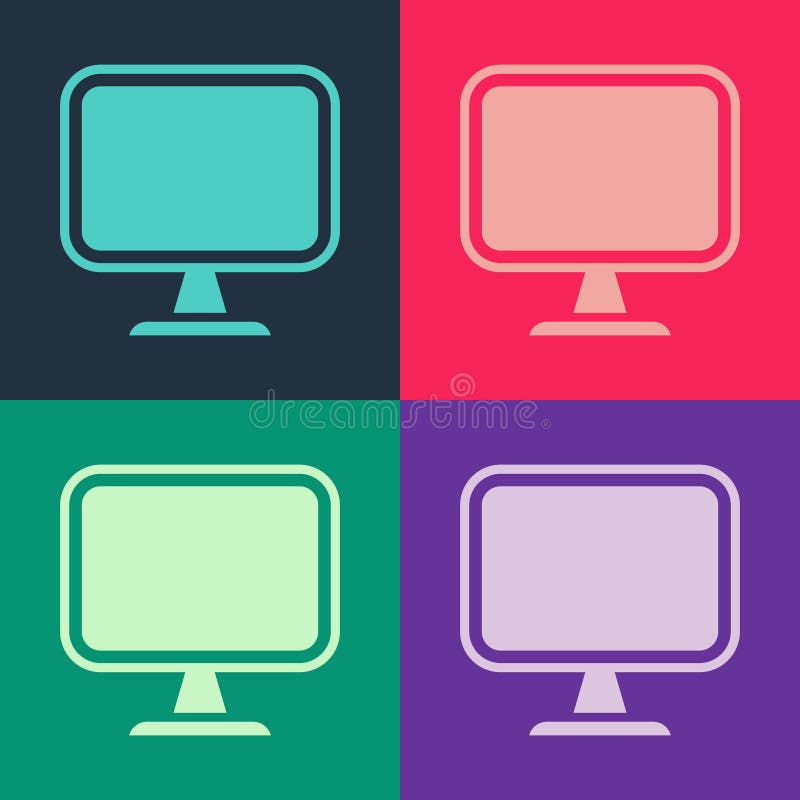 Pop Art Computer Monitor Screen Icon Isolated on Color Background ...