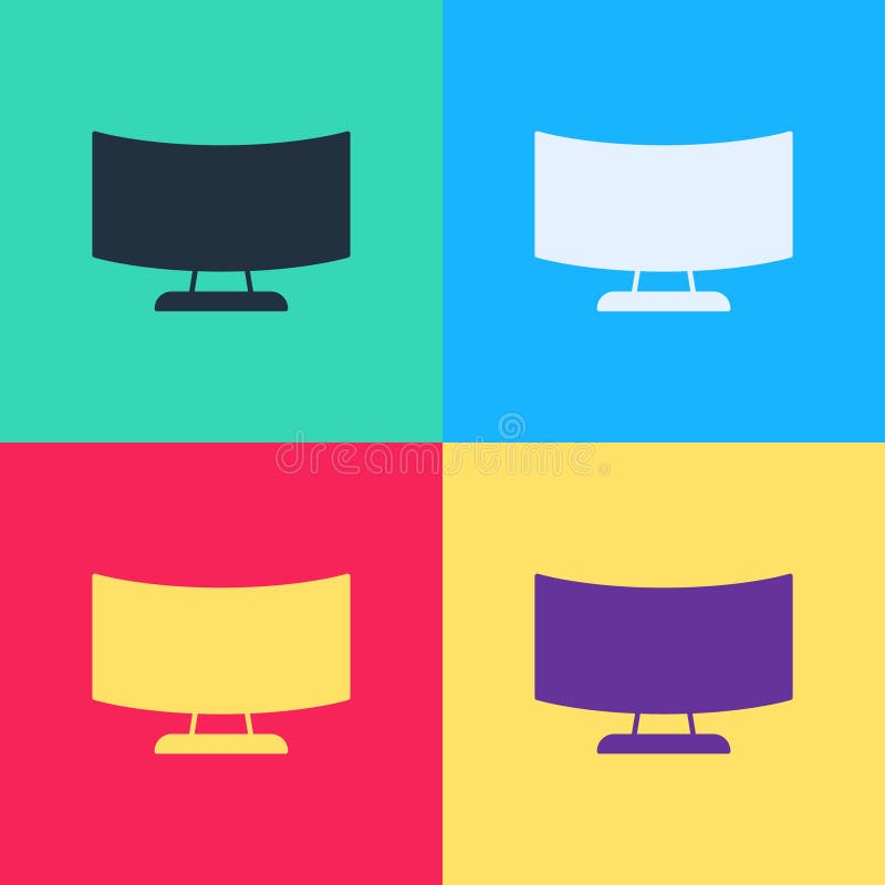 Pop Art Computer Monitor Screen Icon Isolated on Color Background ...