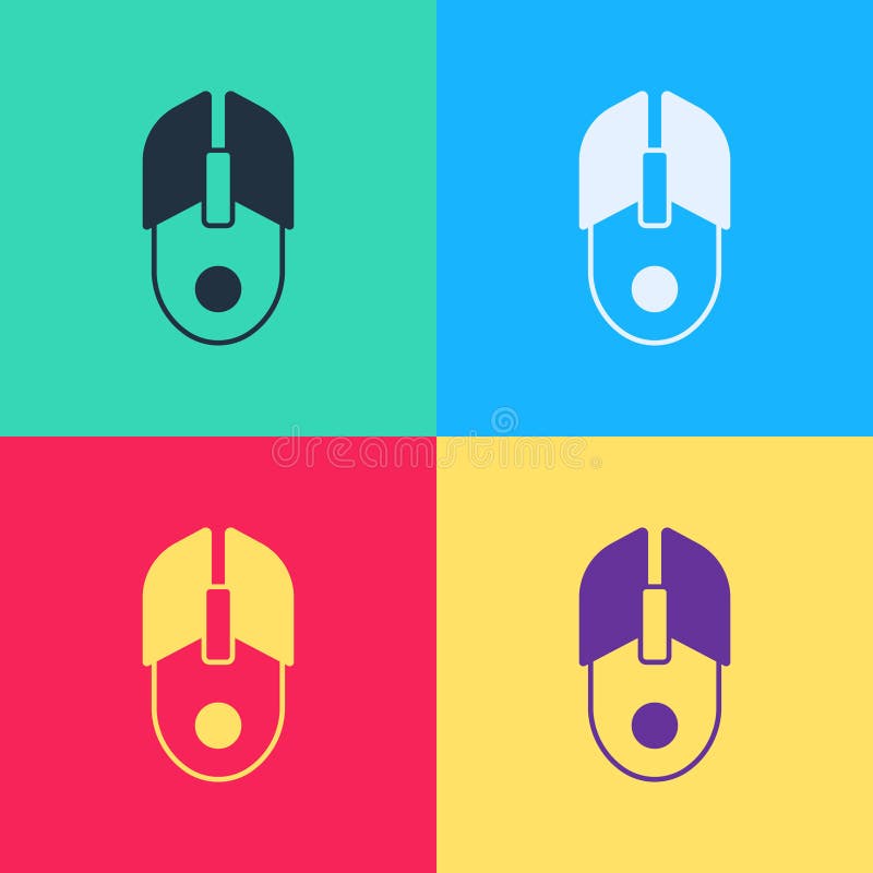 Pop Art Computer Mouse Icon Isolated on Color Background. Optical with ...