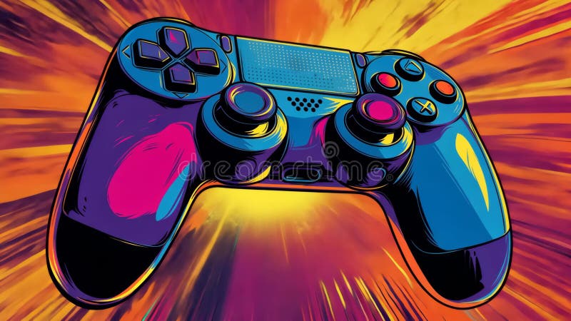 Pop Art Concept Game Controller with Glowing Buttons and Dynamic Angles ...