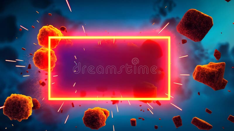 Pop Art Concept Glowing Neon Rectangular Frame and Spinning Cloud. Generated by Ai Stock Footage ...